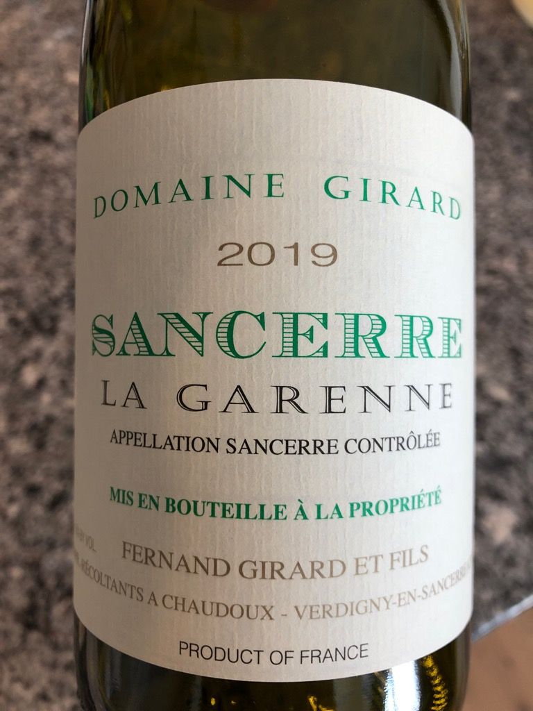 2019 Domaine Fernand Girard Sancerre La Garenne, France, Loire Valley ...