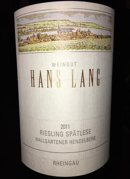2011 Hans Lang Hallgartener Hendelberg Riesling Spätlese, Germany ...