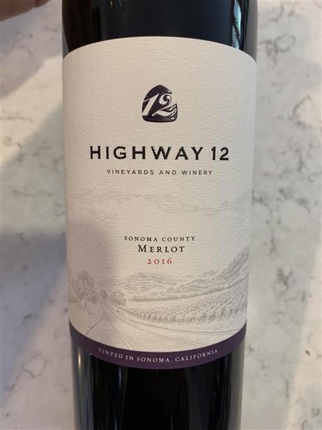 2016 Highway 12 Winery Merlot, USA, California, Sonoma County, Sonoma ...