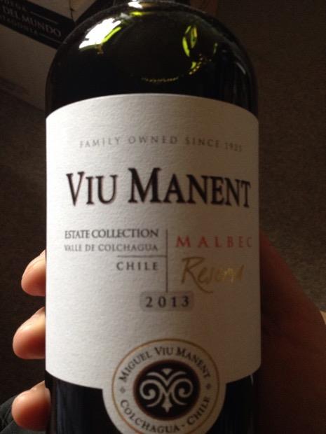 2013 Viu Manent Malbec Estate Collection Reserva Valle De Colchagua, Chile, Rapel Valley ...