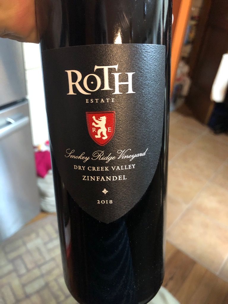2018 Roth Estate Zinfandel Smokey Ridge Vineyard, USA, California ...