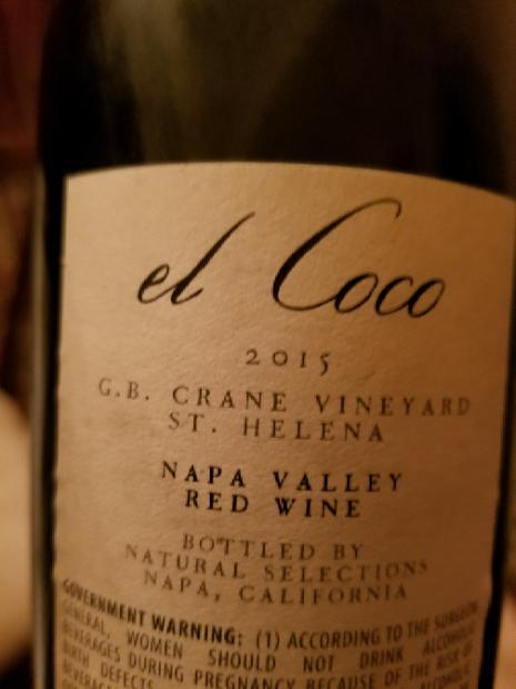 2015 G.B. Crane El Coco, USA, California, Napa Valley - CellarTracker