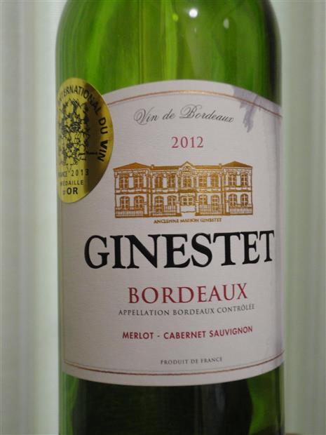 2012 Ginestet Bordeaux, France, Bordeaux - CellarTracker