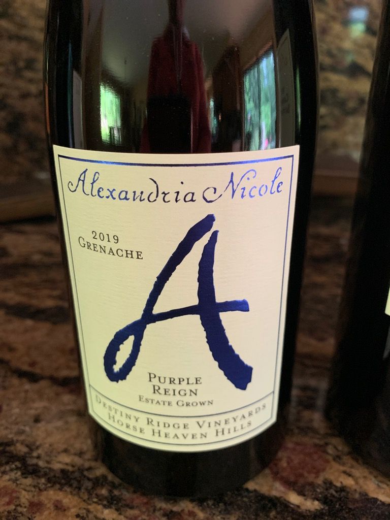 2019 Alexandria Nicole Grenache Purple Reign Destiny Ridge Vineyards ...