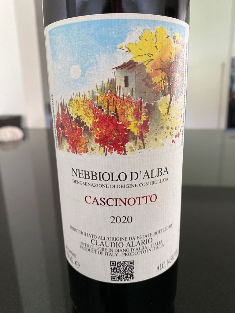 2020 Claudio Alario Nebbiolo d'Alba Cascinotto, Italy, Piedmont, Alba ...