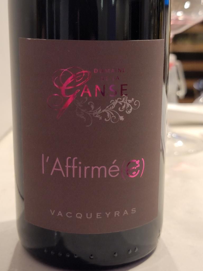 2019 Domaine de la Ganse Vacqueyras L'affirmée, France, Rhône, Southern ...