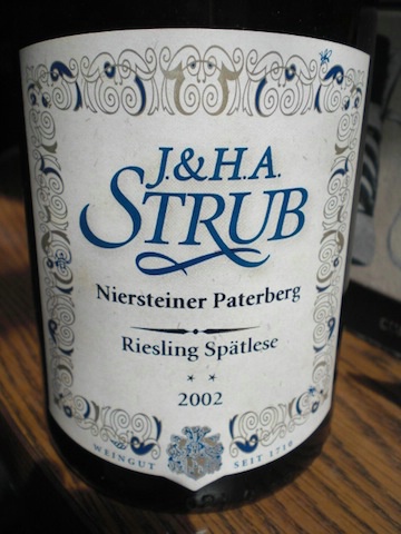 2002 J & HA Strub Niersteiner Paterberg Riesling Spätlese **, Germany ...