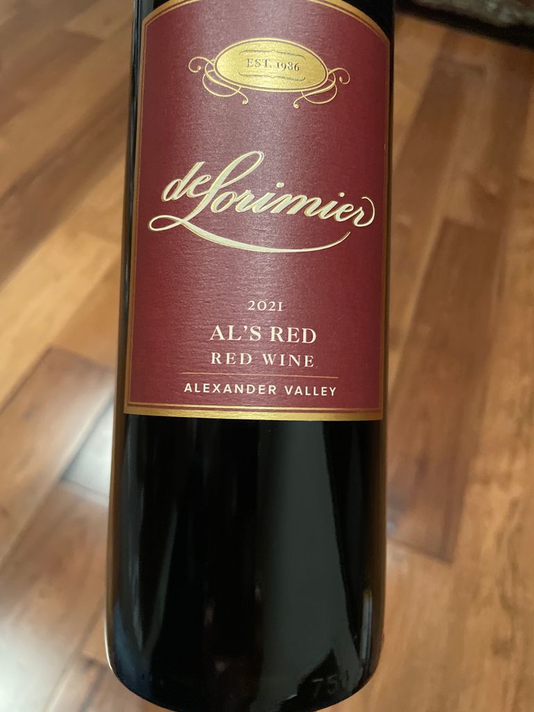 2021 deLorimier Al's Red Meritage, USA, California, Sonoma County ...
