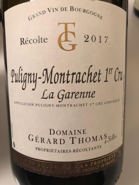 2017 Gerard Thomas Puligny-Montrachet 1er Cru La Garenne, France ...