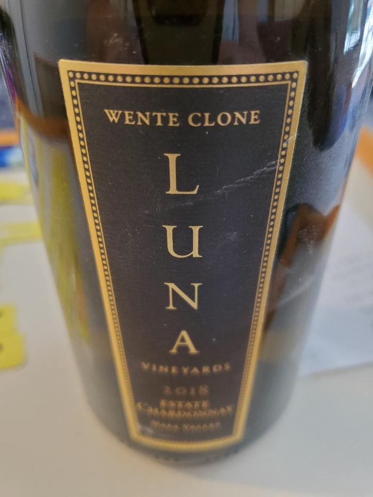 2018 Luna Vineyards Chardonnay Estate, Wente Clone, USA, California ...