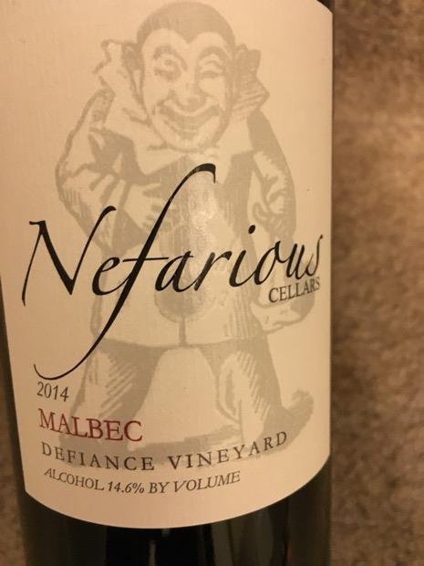 2014 Nefarious Cellars Malbec Defiance Vineyard, USA, Washington ...
