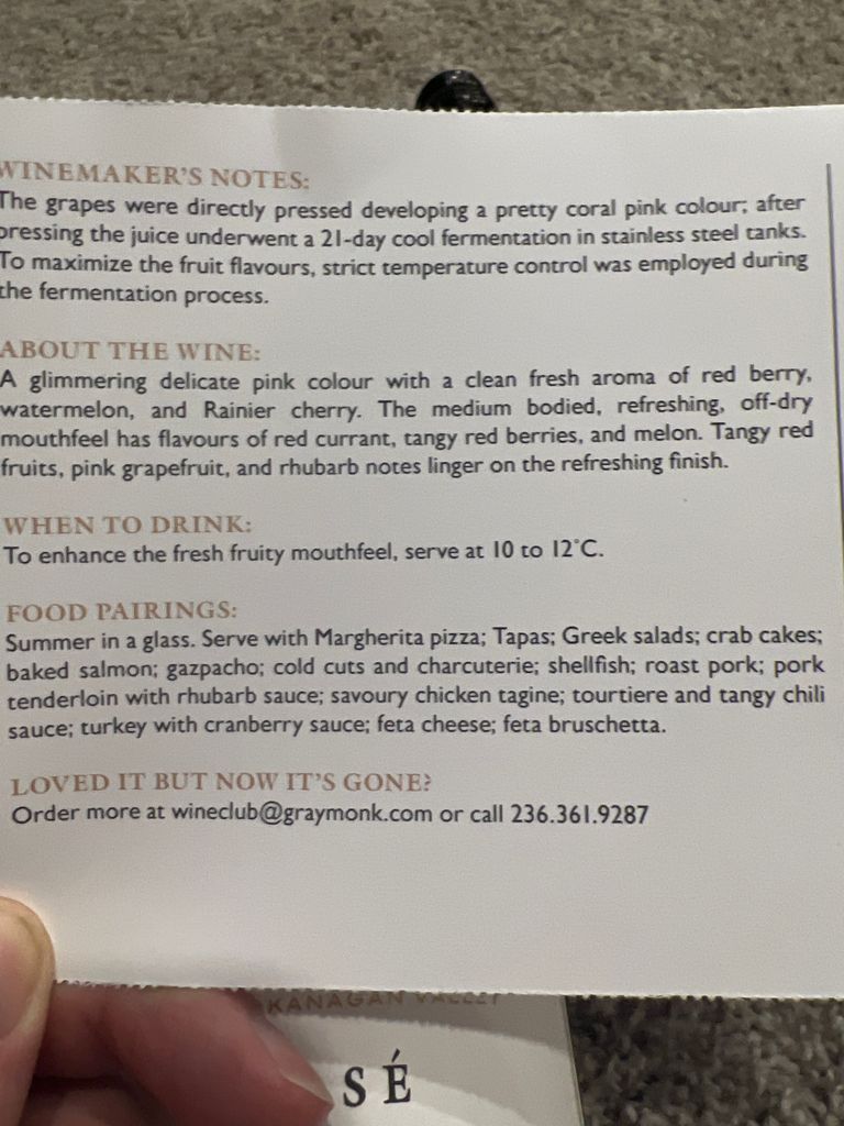 2021 Gray Monk Estate Winery Rosé, Canada, British Columbia, Okanagan ...