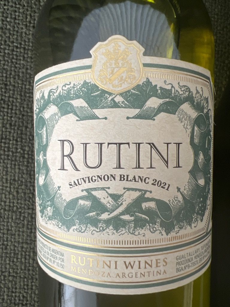 2021 Rutini Sauvignon Blanc, Argentina, Mendoza, Valle de Uco ...