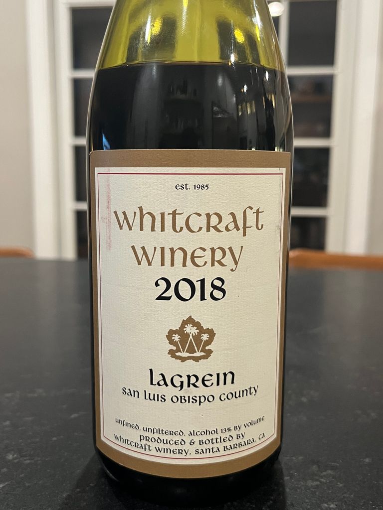 2018 Whitcraft Winery Lagrein, USA, California, Central Coast, San Luis ...