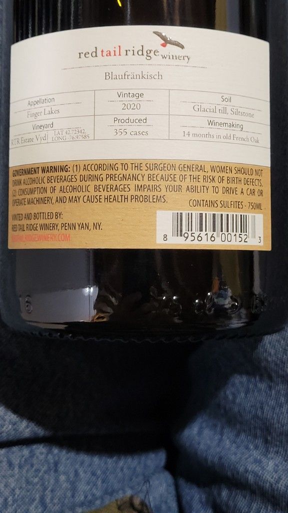 2020 Red Tail Ridge Winery Blaufränkisch, USA, New York, Finger Lakes ...