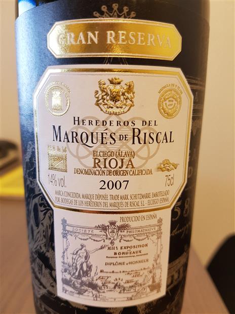 2007 Marqués de Riscal Rioja Gran Reserva, Spain, La Rioja, La Rioja ...