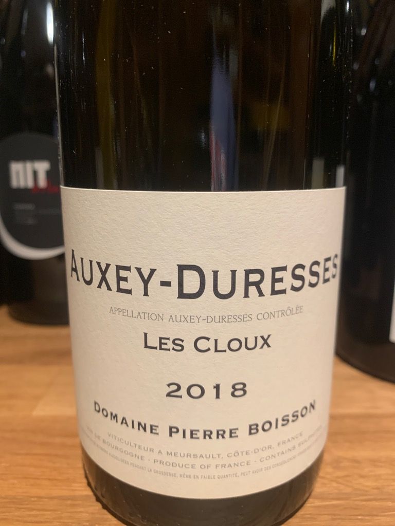 2018 Pierre Boisson Auxey-Duresses Les Cloux Blanc, France, Burgundy ...