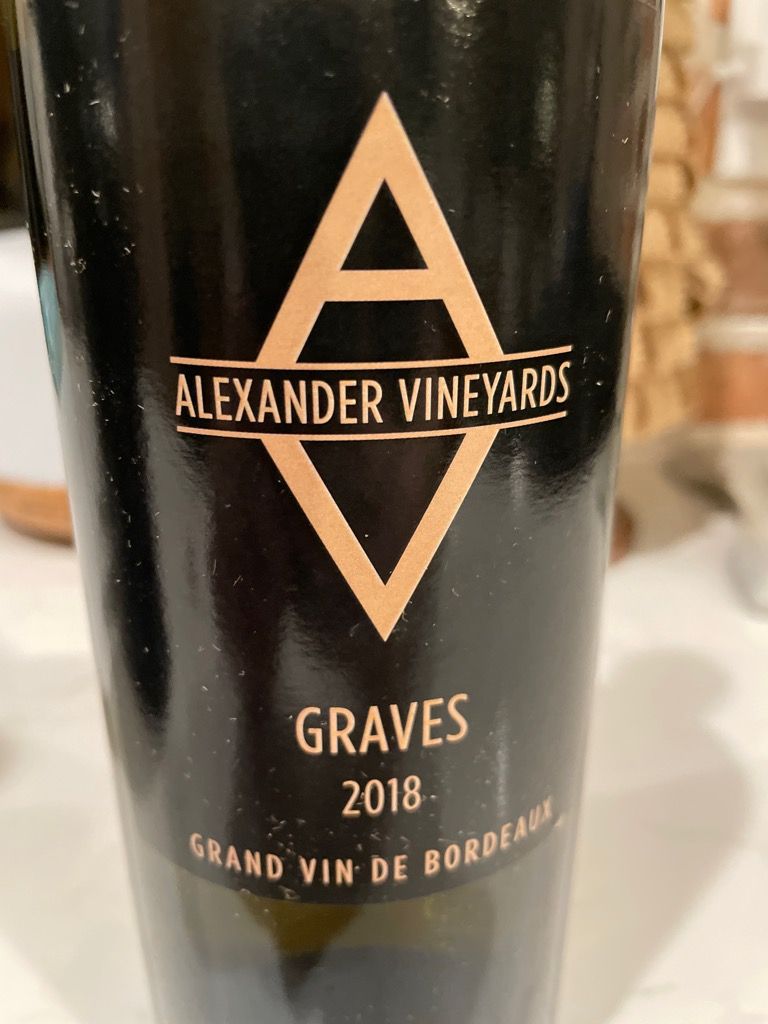 2018 Alexander Vineyards Graves, France, Bordeaux, Graves - CellarTracker