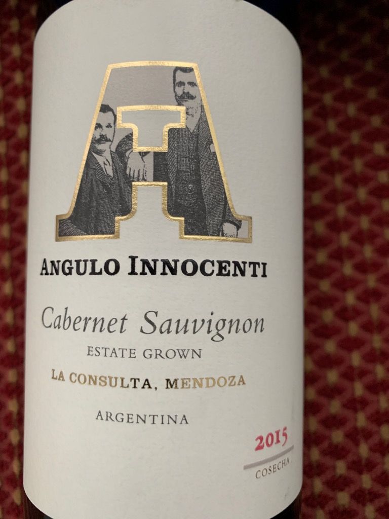 2015 Angulo Innocenti Cabernet Sauvignon, Argentina, Mendoza, Valle de ...