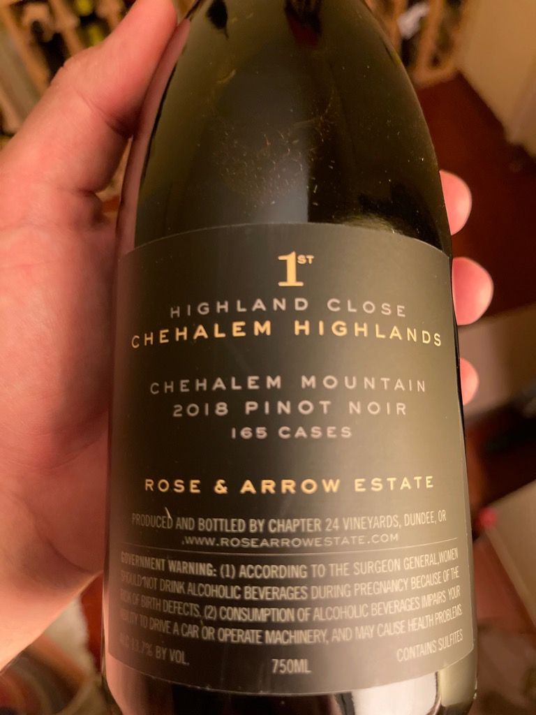 2019 Rose & Arrow Pinot Noir Highland Close, USA, Oregon, Willamette ...
