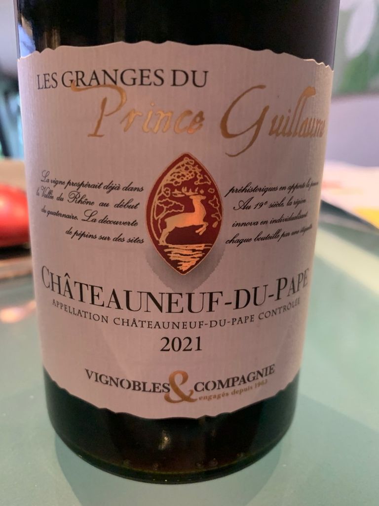 2021 Vignobles & Compagnie Châteauneuf-du-Pape Les Granges du Prince Guillaume, France, Rhône ...