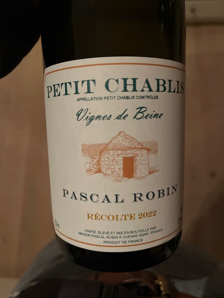2021 Pascal Robin Petit Chablis Vignes de Beine, France, Burgundy ...