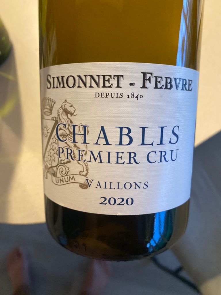 2020 Simonnet-Febvre Chablis 1er Cru Vaillons, France, Burgundy ...