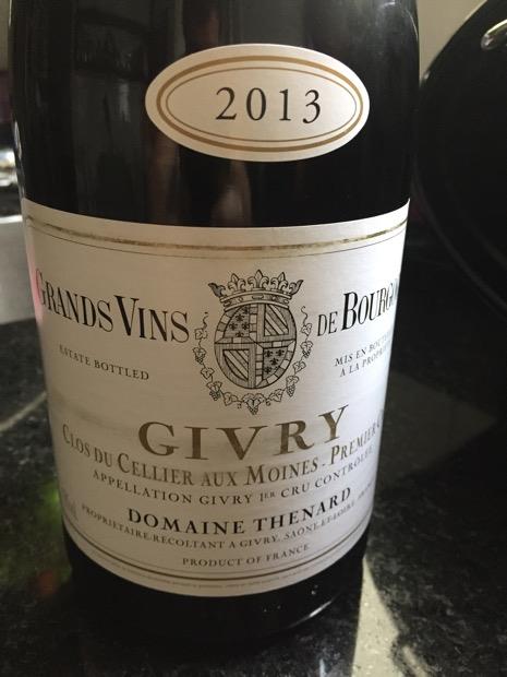 2013 Domaine Thenard Givry 1er Cru Clos du Cellier Aux Moines, France ...