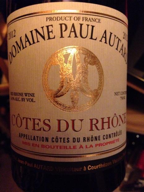 2012 Domaine Paul Autard Côtes du Rhône, France, Rhône, Southern Rhône ...