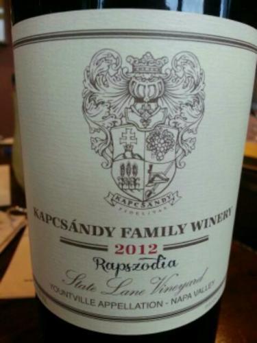 2012 Kapcsándy Family Winery Rapszodia, USA, California, Napa Valley ...