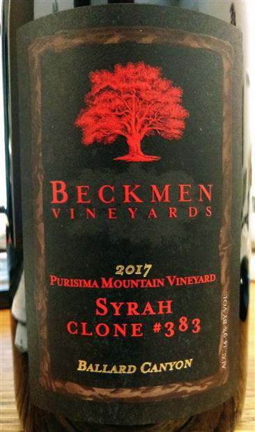 2017 Beckmen Vineyards Syrah EXP Clone #383 Purisima Mountain Vineyard ...
