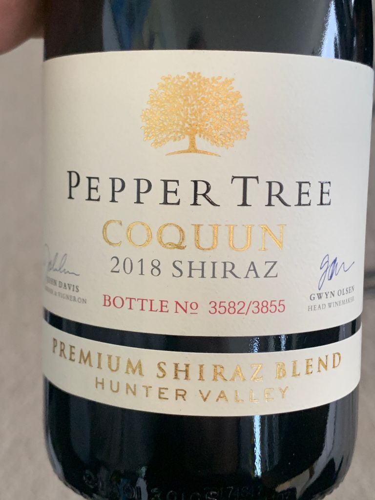 2018 Pepper Tree Shiraz Coquun, Australia, New South Wales, Hunter ...