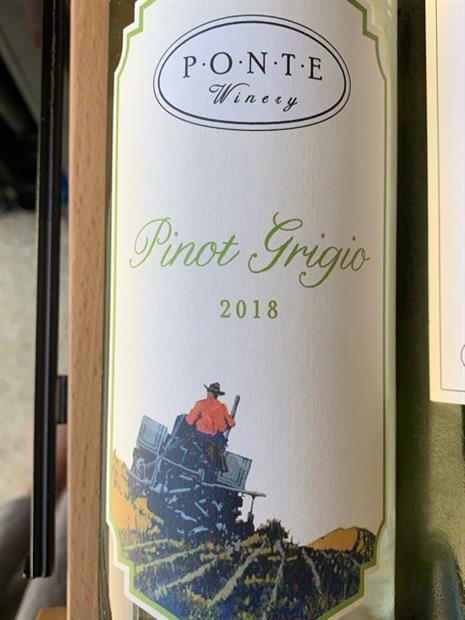2018 Ponte Winery Pinot Grigio, USA, California, South Coast, Temecula ...