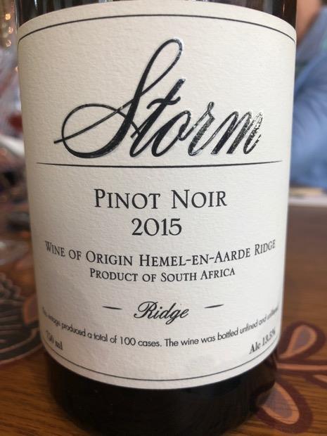 2015 Storm Wines (South Africa) Pinot Noir Ridge, South Africa, Cape ...