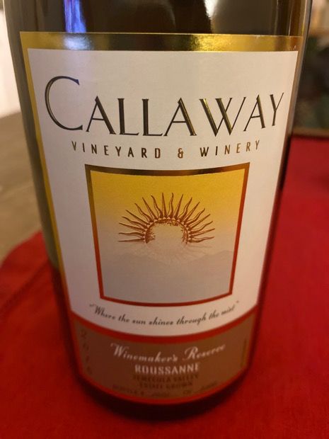 2016 Callaway Vineyard & Winery Roussanne Winemaker's Reserve, USA ...