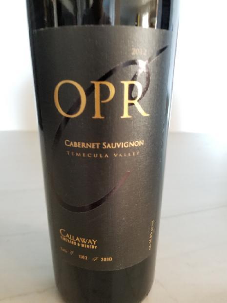 2012 Callaway Vineyard & Winery Cabernet Sauvignon OPR Estate Vineyard ...