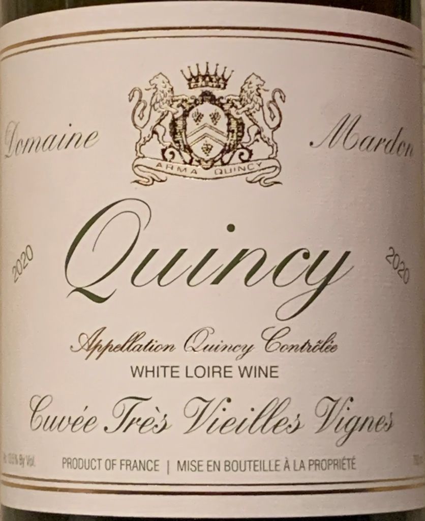 2020 Domaine Mardon Quincy Très Vieilles Vignes, France, Loire Valley ...