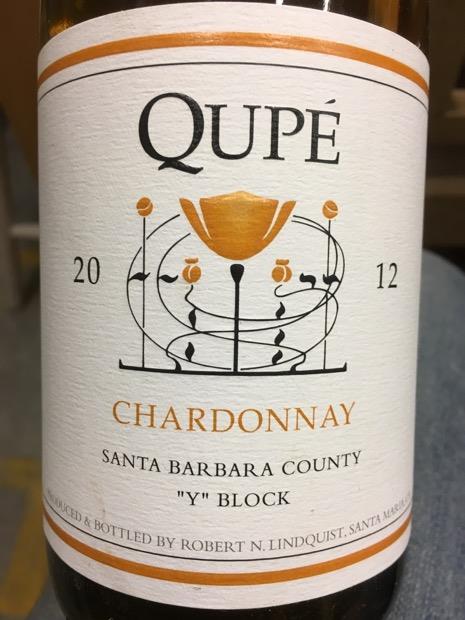 2012 Qupé Chardonnay Y Block Bien Nacido Vineyard, USA, California ...