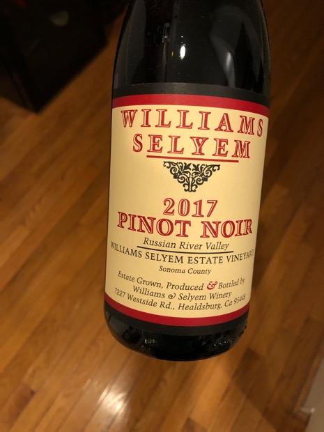 2017 Williams Selyem Pinot Noir Williams Selyem Estate Vineyard, USA ...