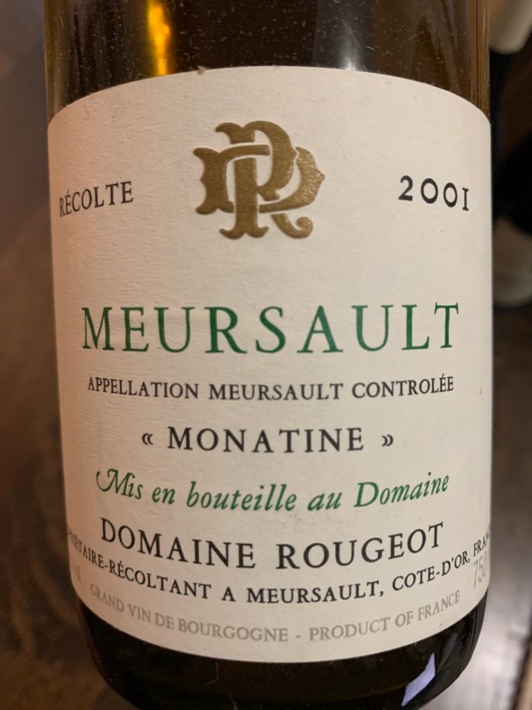 2001 Domaine Rougeot Meursault Sous La Velle, France, Burgundy, Côte de ...