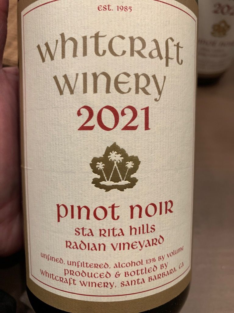 2021 Whitcraft Winery Pinot Noir Radian Vineyard, USA, California ...