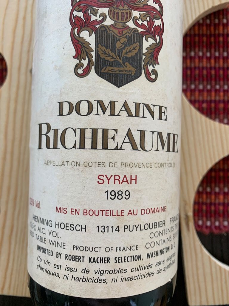 1989 Domaine Richeaume Syrah, France, Provence, Côtes de Provence ...