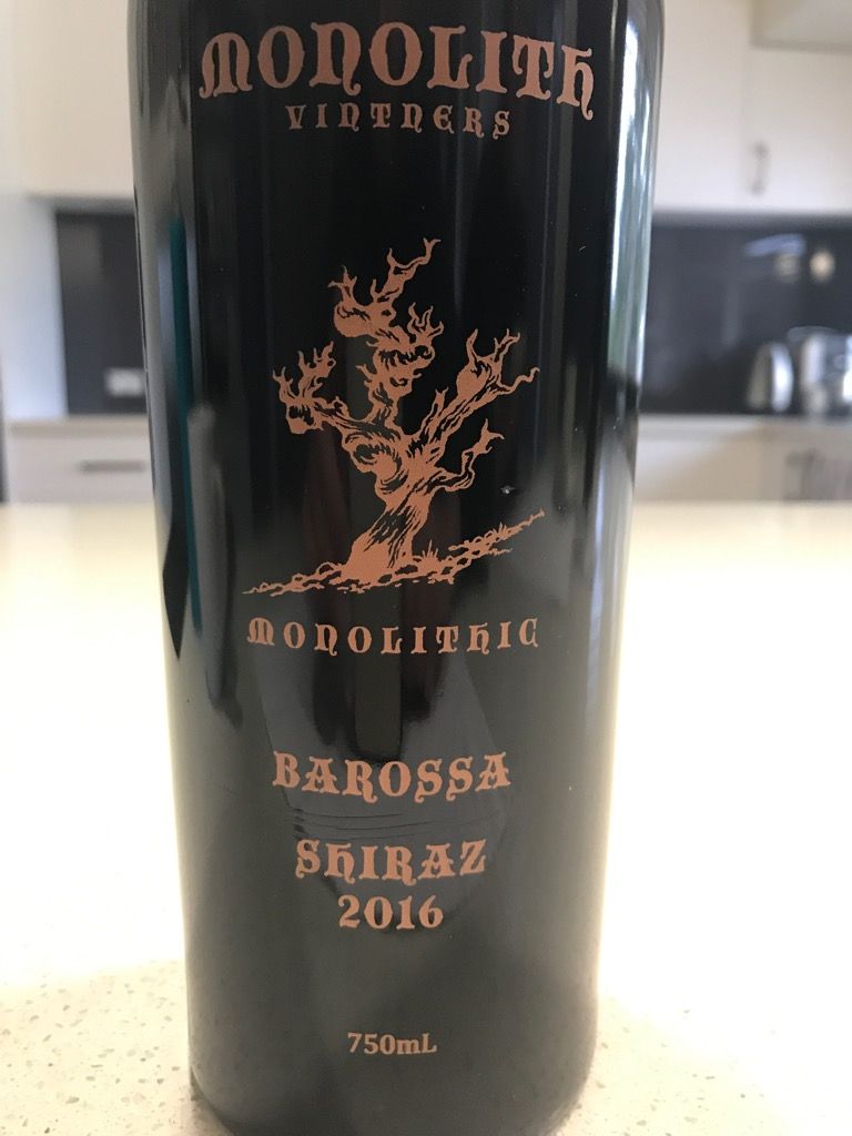 2016 Monolith Vintners Shiraz Old Vine Barossa Valley, Australia, South ...
