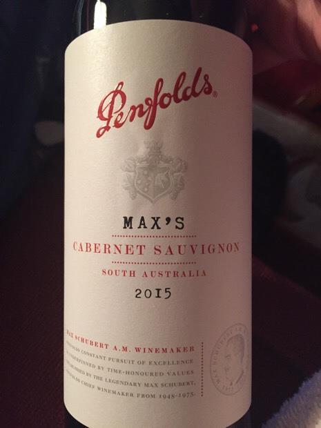 2015 Penfolds Cabernet Sauvignon Max's, Australia, South Australia ...