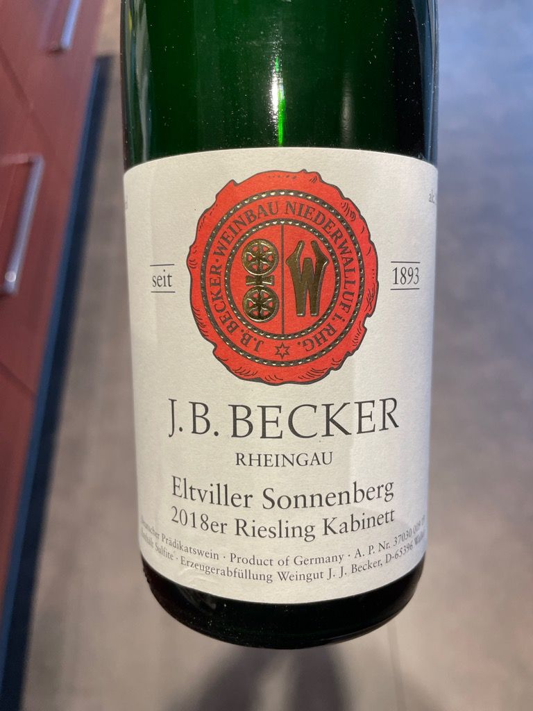 2018 J.B. Becker Eltviller Sonnenberg Riesling Spätlese, Germany ...