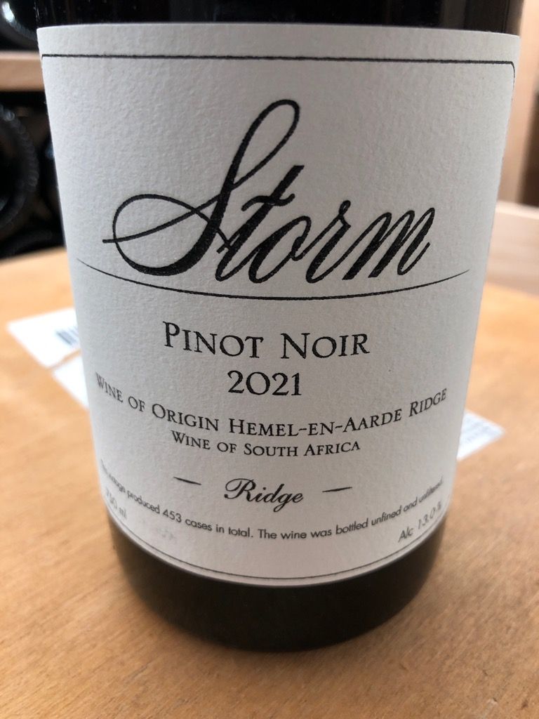 2022 Storm Wines (South Africa) Pinot Noir Ridge, South Africa, Cape ...