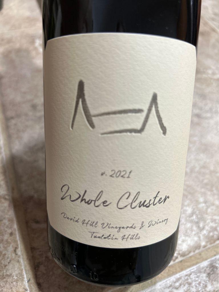 2021 David Hill Pinot Noir Whole Cluster, USA, Oregon, Willamette ...