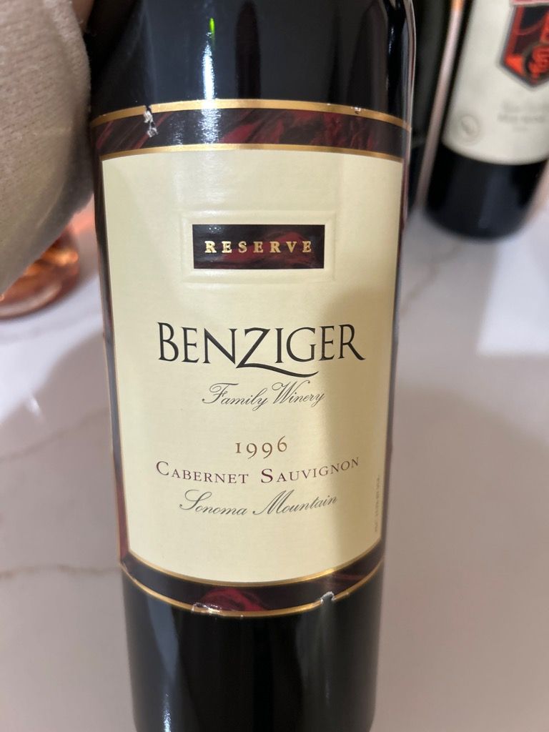 1998 Benziger Family Winery Cabernet Sauvignon Estate Sonoma Mountain ...