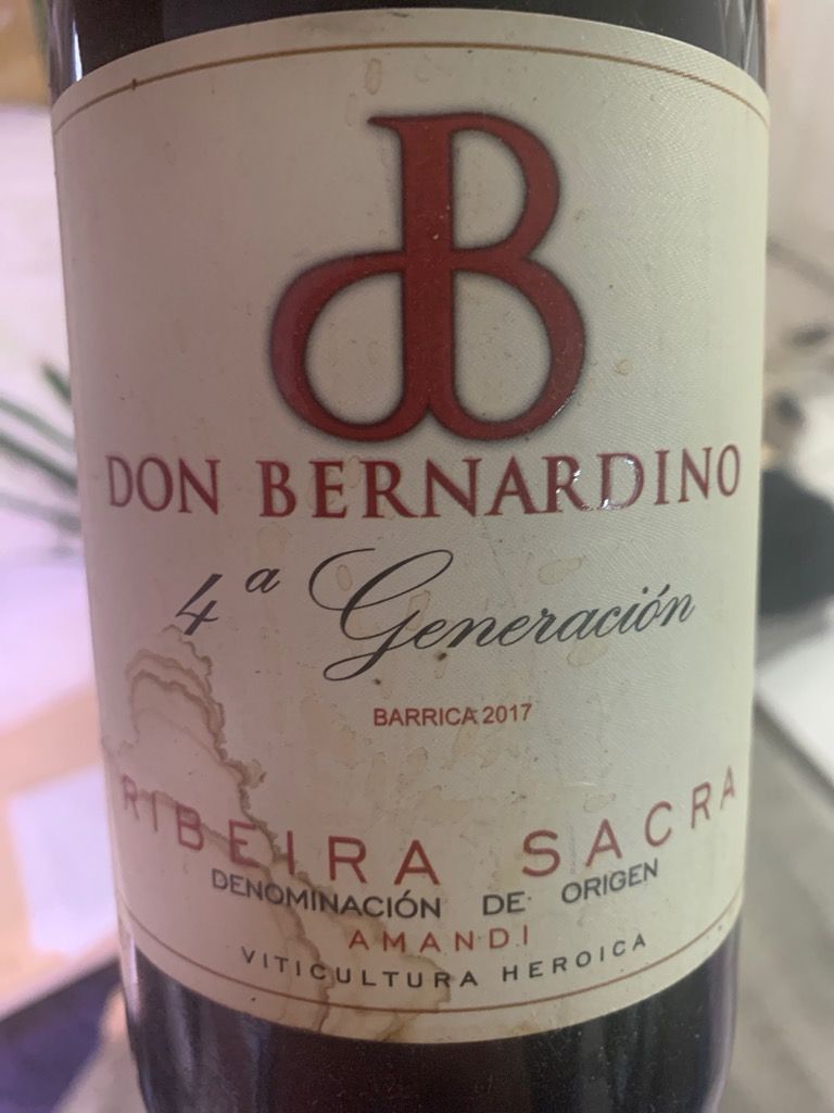 2018 Don Bernardino Ribeira Sacra 4 Generación Amandi, Spain, Galicia, Ribeira Sacra - CellarTracker