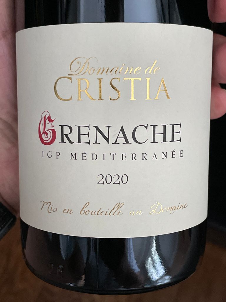 2022 Domaine de Cristia Grenache Mediterranée, France, Provence ...